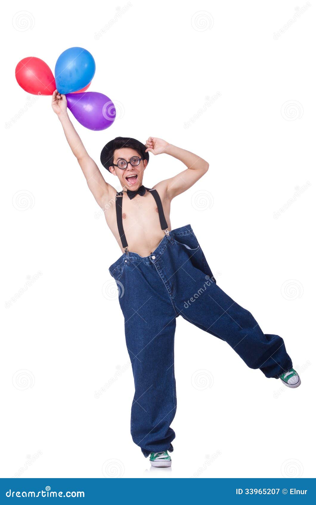 Funny man with balloons stock image. Image of humor, nutrition - 33965207