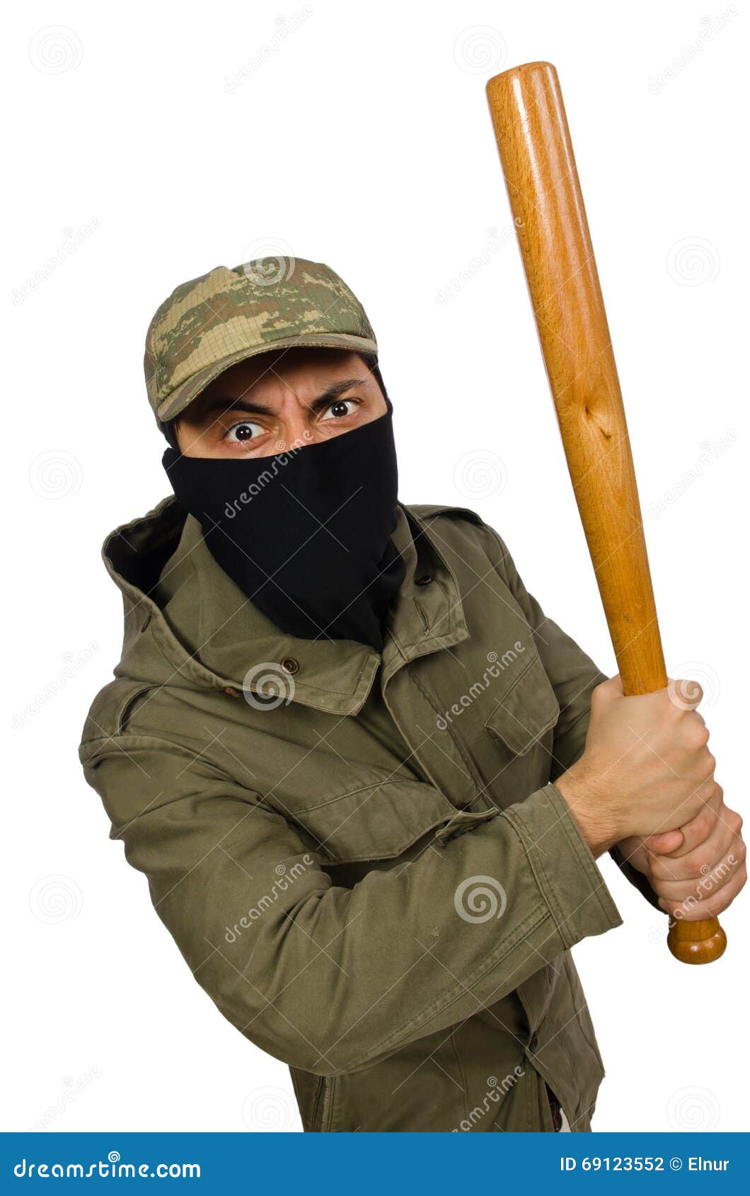 The Funny Man with Baseball Bat Isolated on White Stock Photo - Image ...