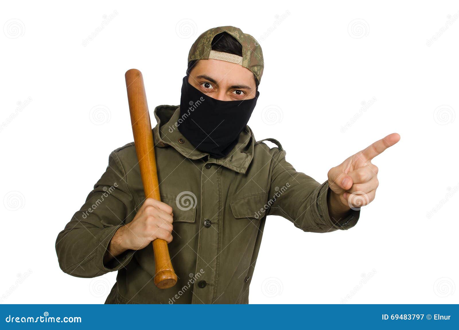 The Funny Man with Baseball Bat Isolated on White Stock Image - Image ...