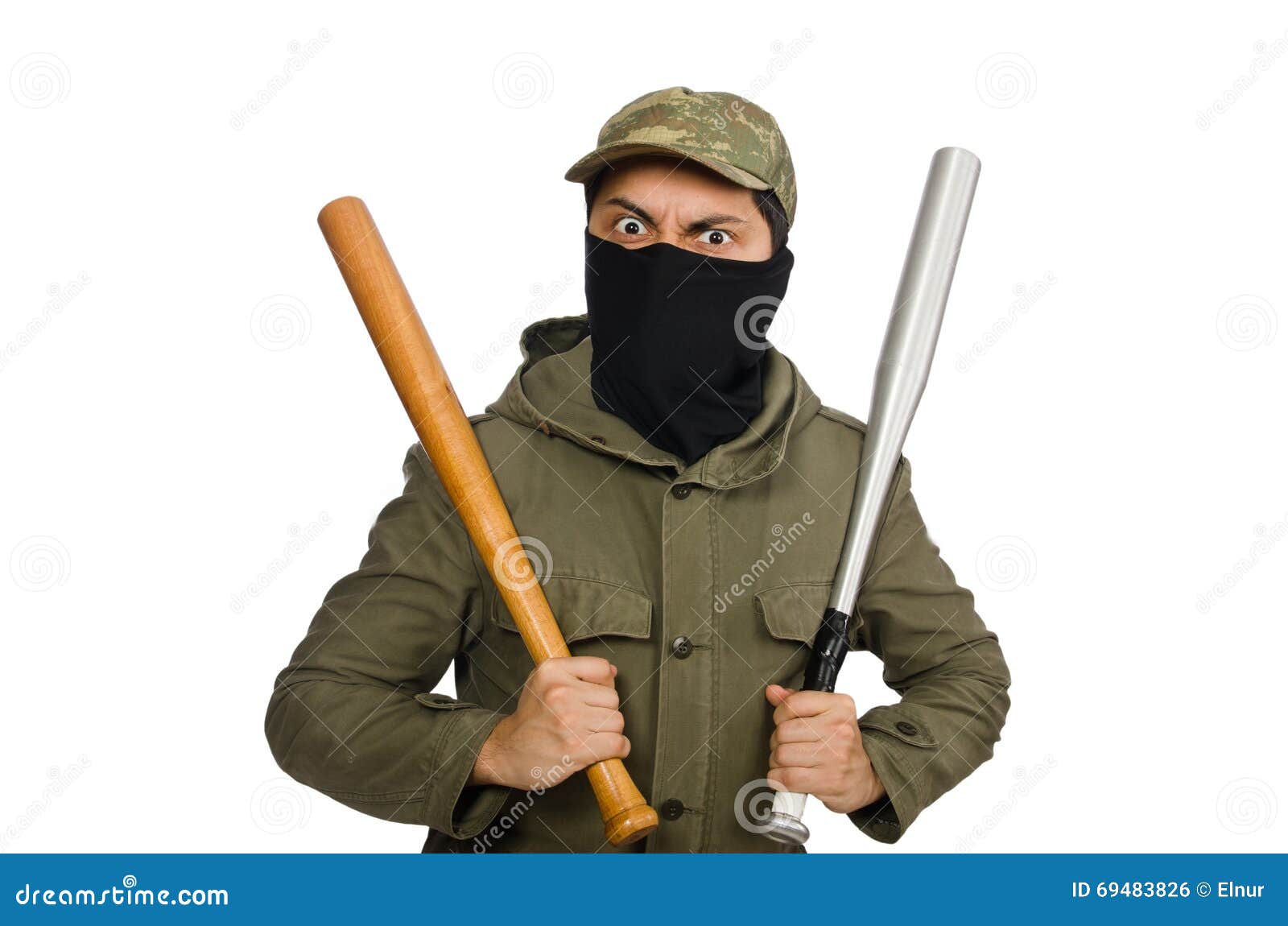 The Funny Man with Baseball Bat Isolated on White Stock Photo - Image ...