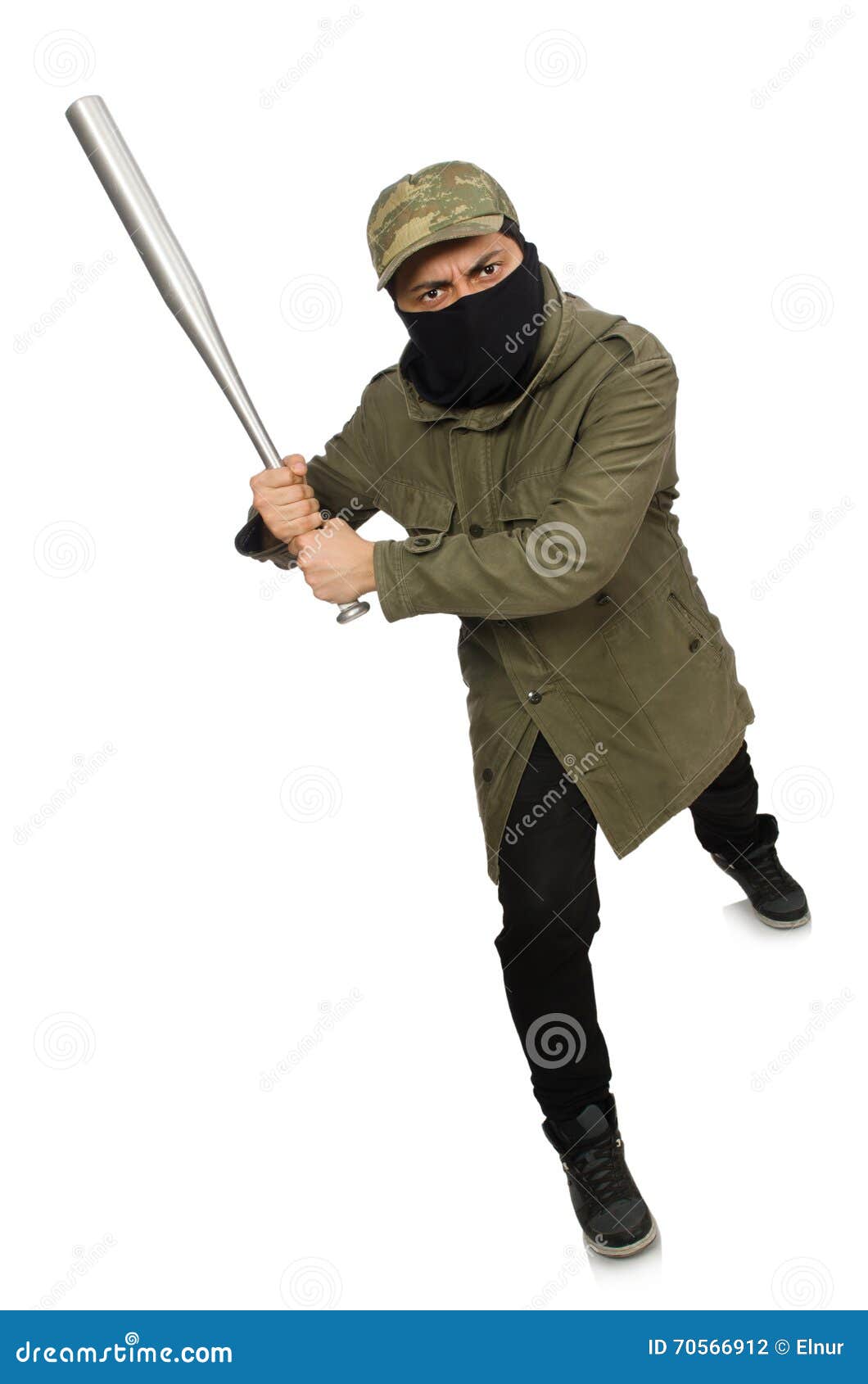 The Funny Man with Baseball Bat Isolated on White Stock Photo - Image ...