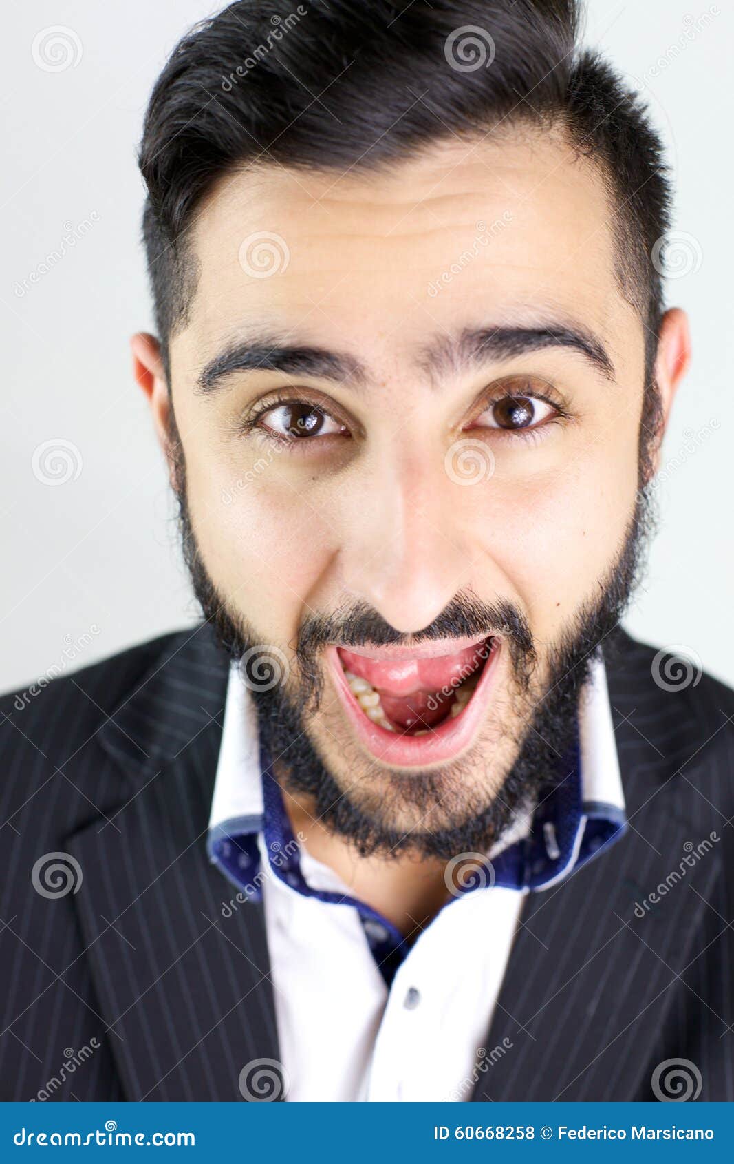 Funny Man with Beard Screaming Stock Photo - Image of male, adult: 60668258