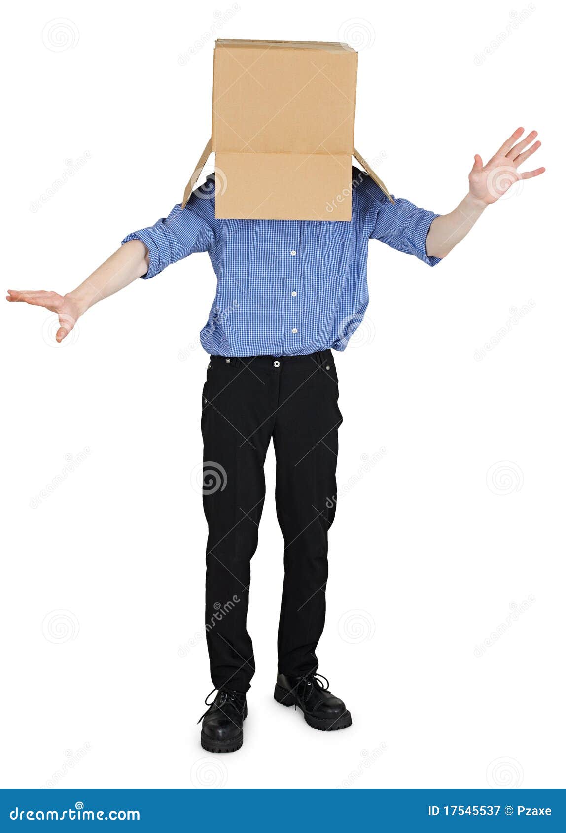 Funny man with box on head stock image. Image of shoes - 17545537