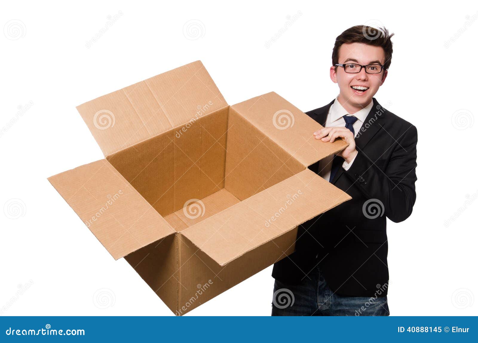 Funny man with boxes stock image. Image of cardboard - 40888145