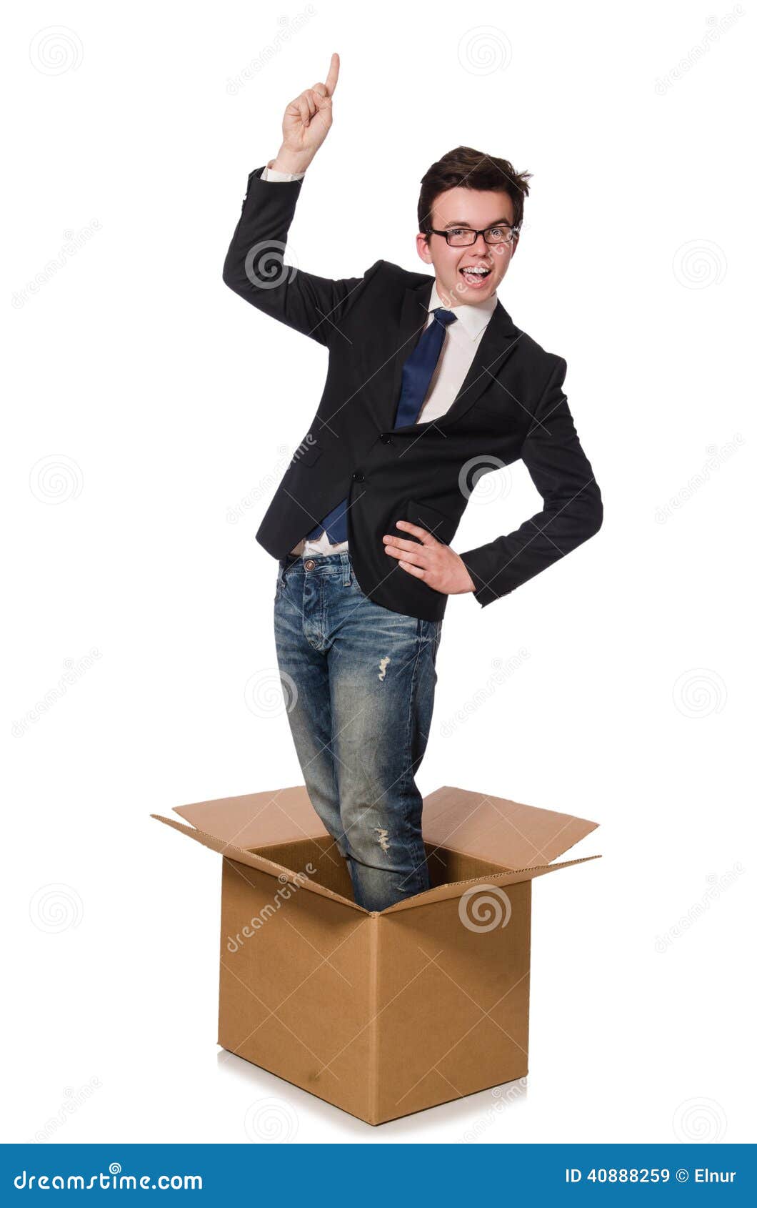 Funny man with boxes stock image. Image of labor, cardboard - 40888259