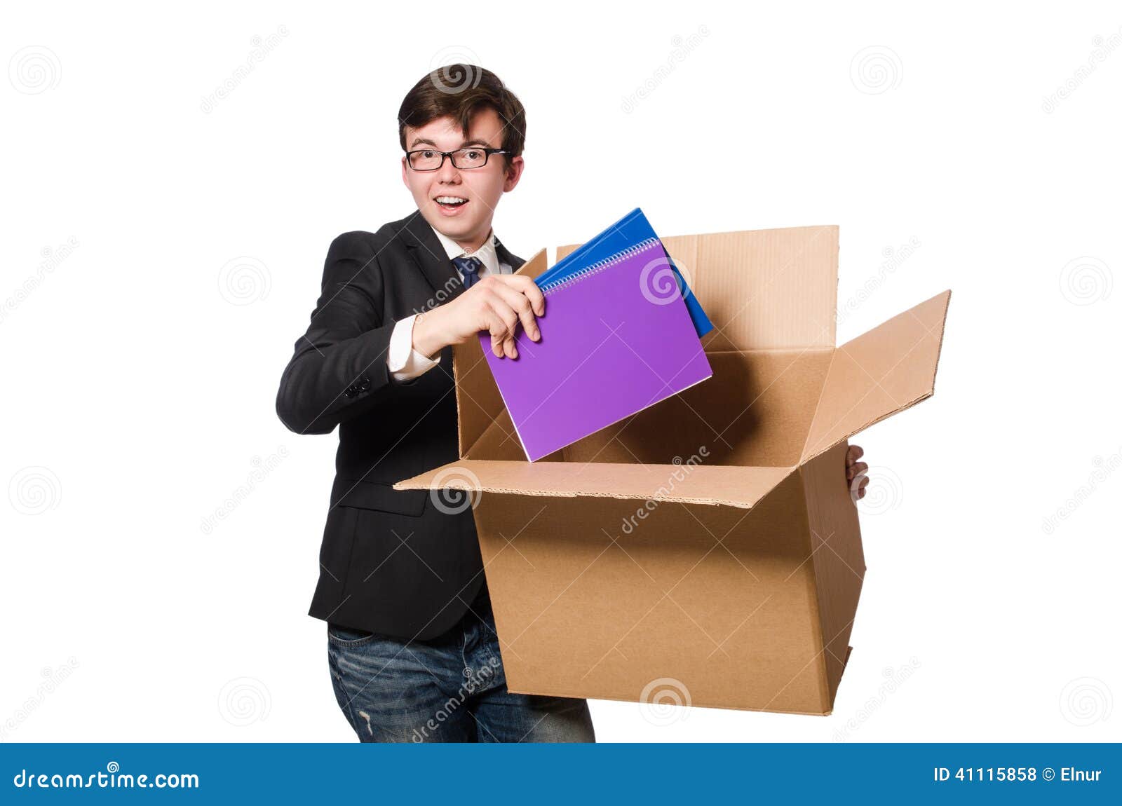 Funny man with boxes stock photo. Image of labor, carton - 41115858