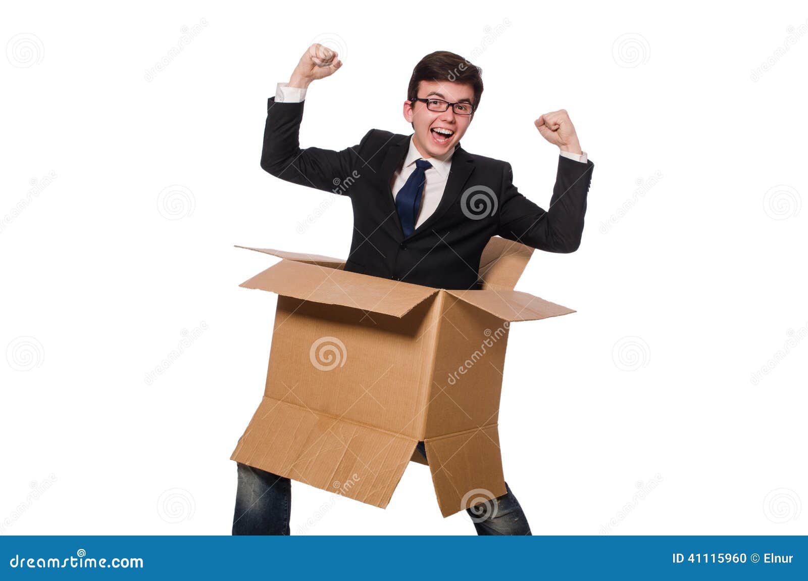 Funny Man with Boxes Isolated Stock Photo - Image of freight, comic ...