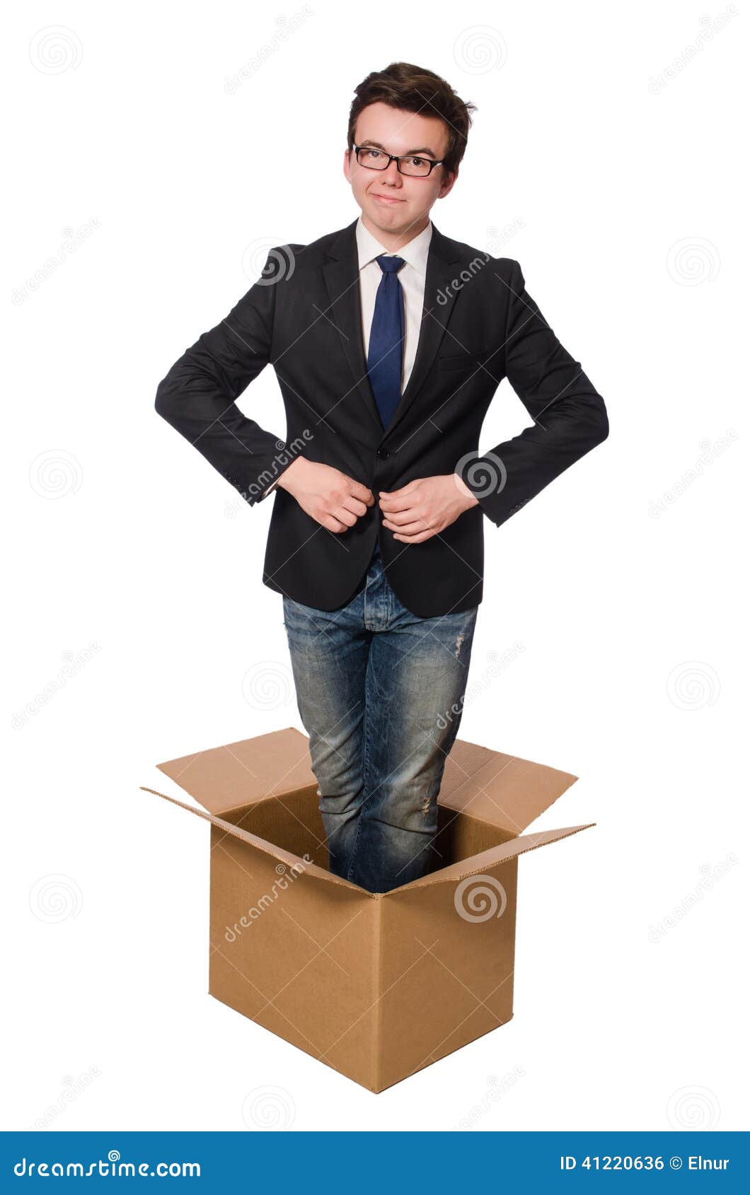 Funny Man with Boxes Isolated Stock Photo - Image of courier, carton ...