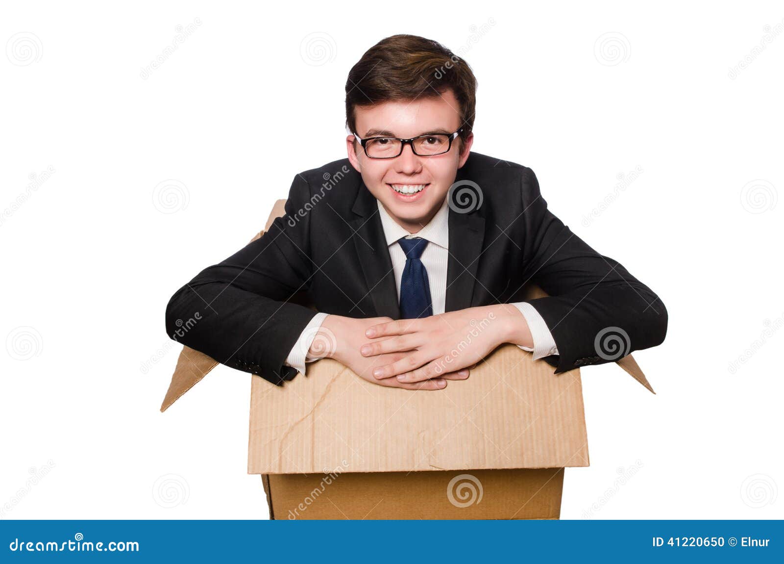 Funny Man with Boxes Isolated Stock Photo - Image of carrying, funny ...
