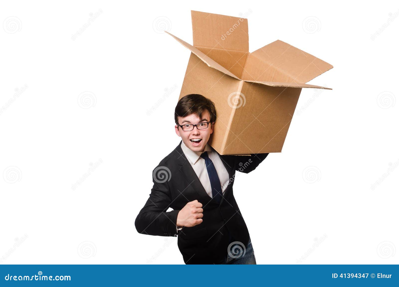 Funny Man with Boxes Isolated Stock Image - Image of funny, service ...