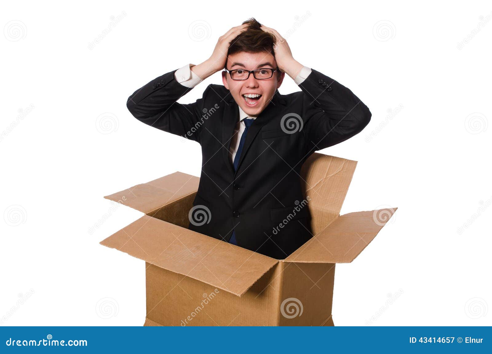 Funny Man with Boxes Isolated Stock Image - Image of cardboard, boxes ...