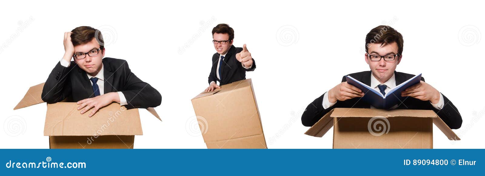 The Funny Man with Boxes Isolated on White Stock Photo - Image of ...