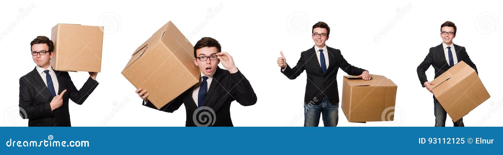 The Funny Man with Boxes Isolated on White Stock Image - Image of cargo ...