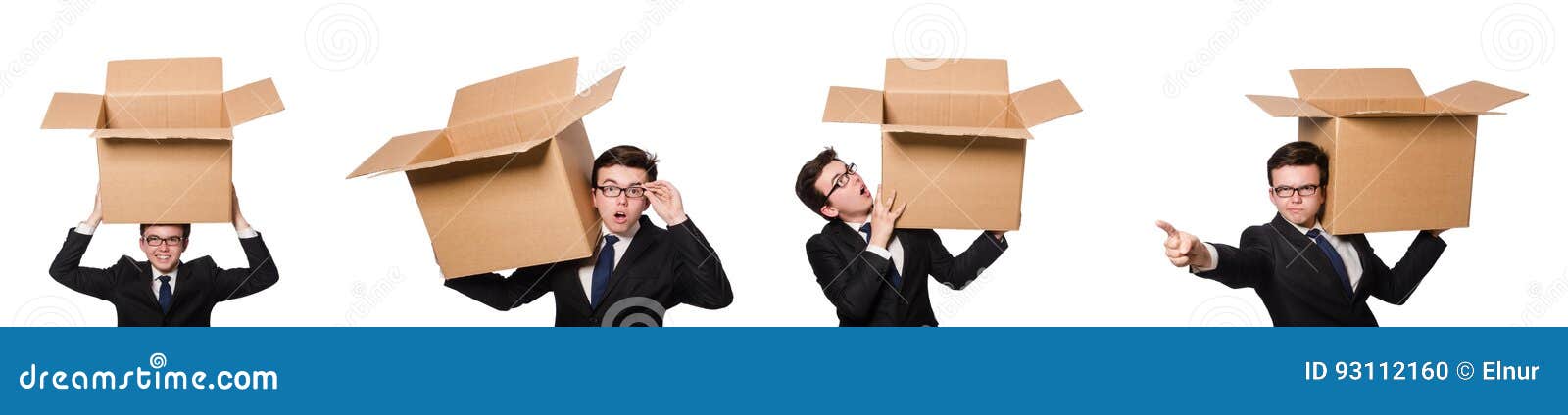 The Funny Man with Boxes Isolated on White Stock Photo - Image of ...