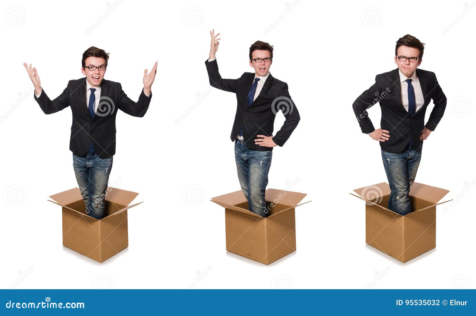 The Funny Man with Boxes Isolated on White Stock Photo - Image of ...