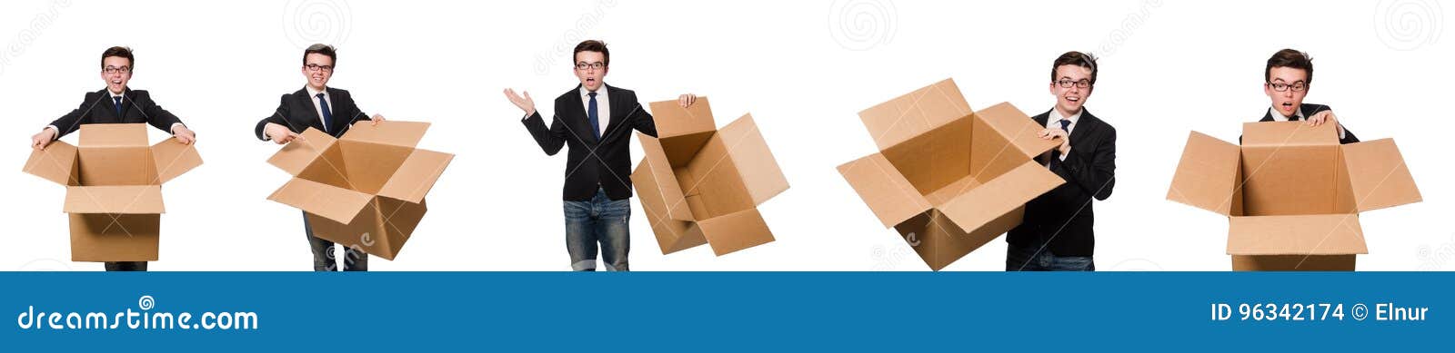 The Funny Man with Boxes Isolated on White Stock Photo - Image of funny ...