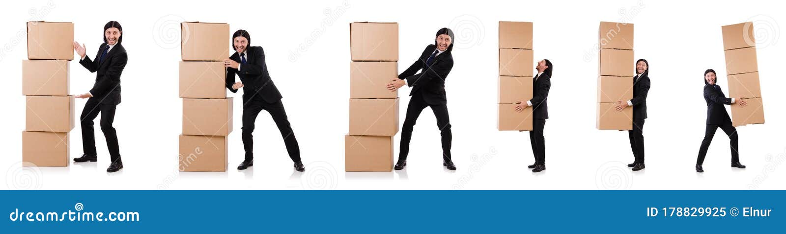 Funny Man with Boxes on White Stock Image - Image of cardboard, boxes ...