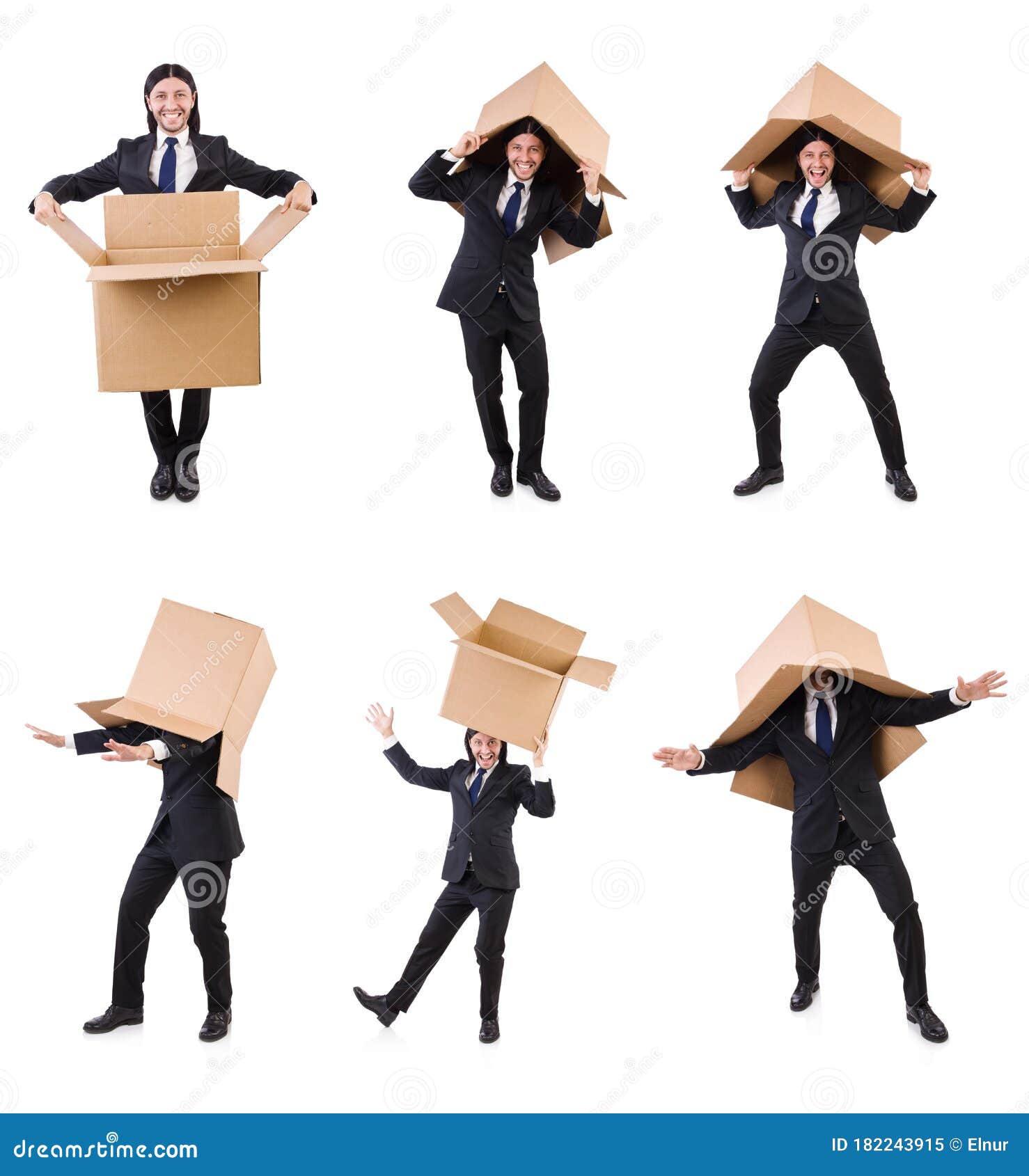 Funny Man with Boxes on White Stock Image - Image of collection, moving ...