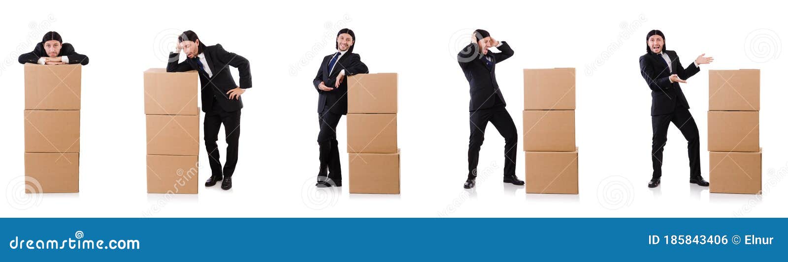 Funny Man with Boxes on White Stock Photo - Image of parcel, fragile ...