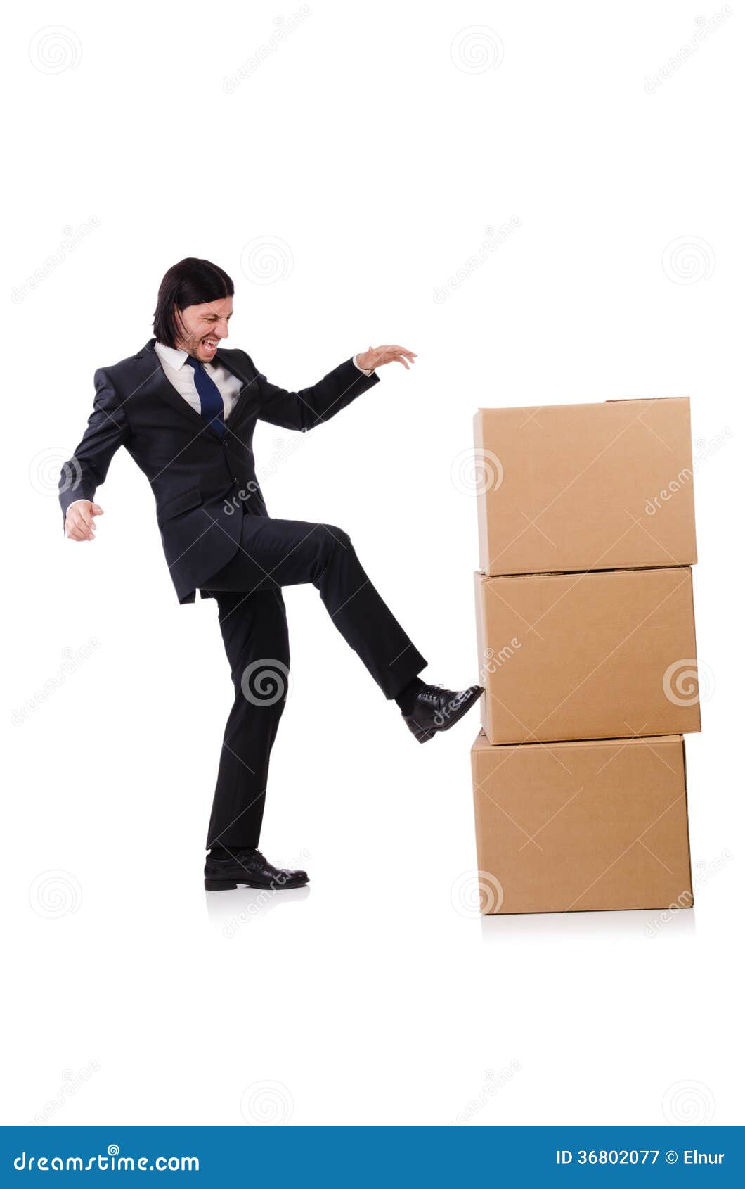 Funny man with boxes stock image. Image of cargo, office - 36802077