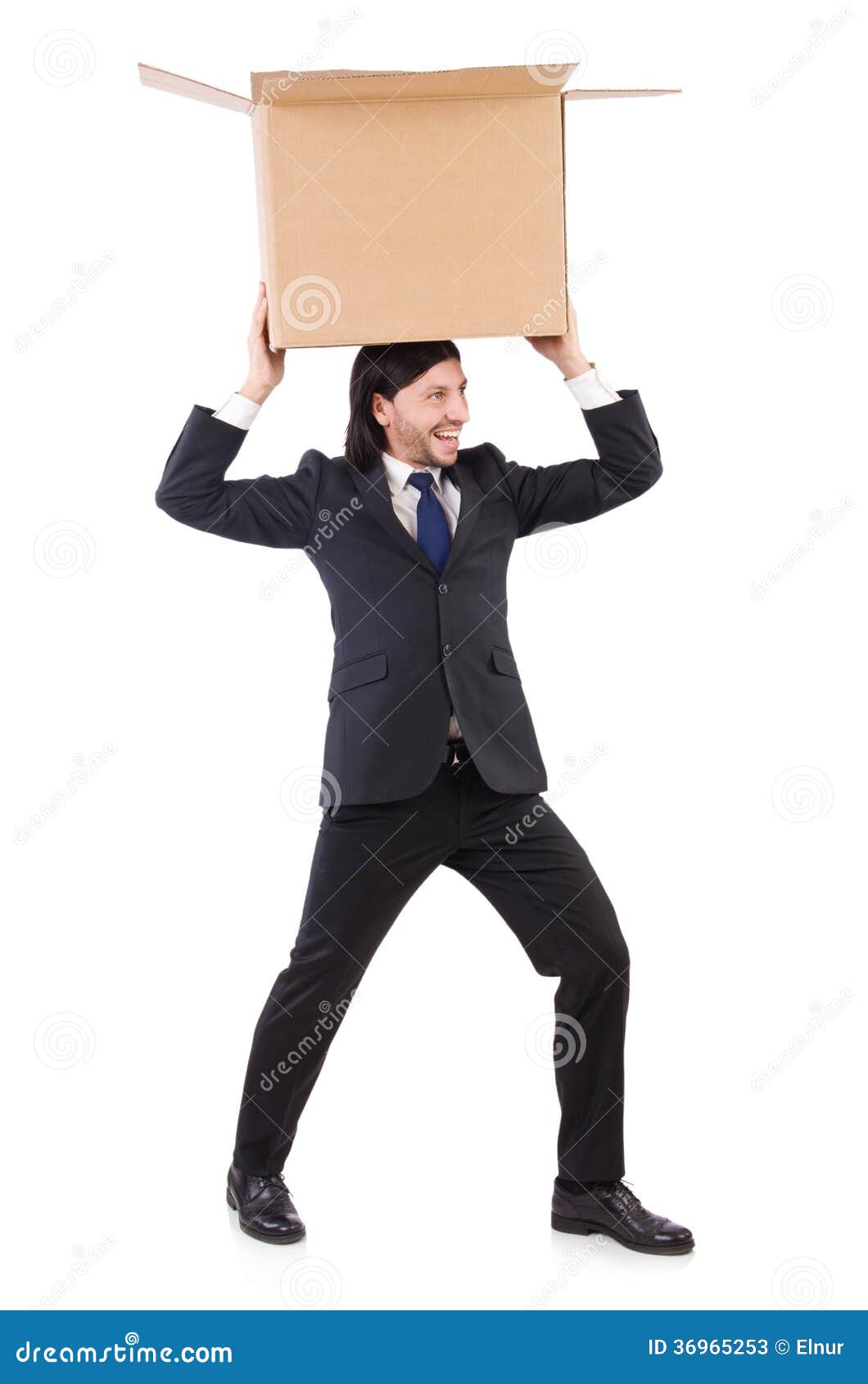 Funny man with boxes stock image. Image of business, moving - 36965253