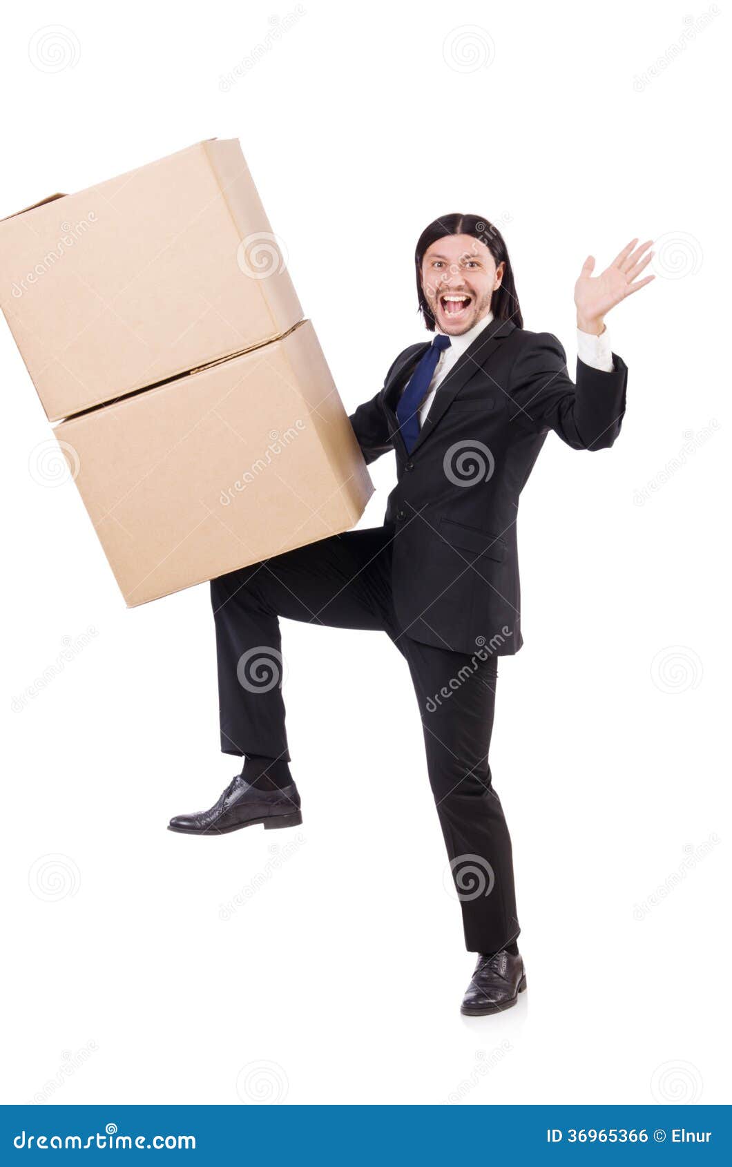 Funny man with boxes stock photo. Image of shipment, office - 36965366