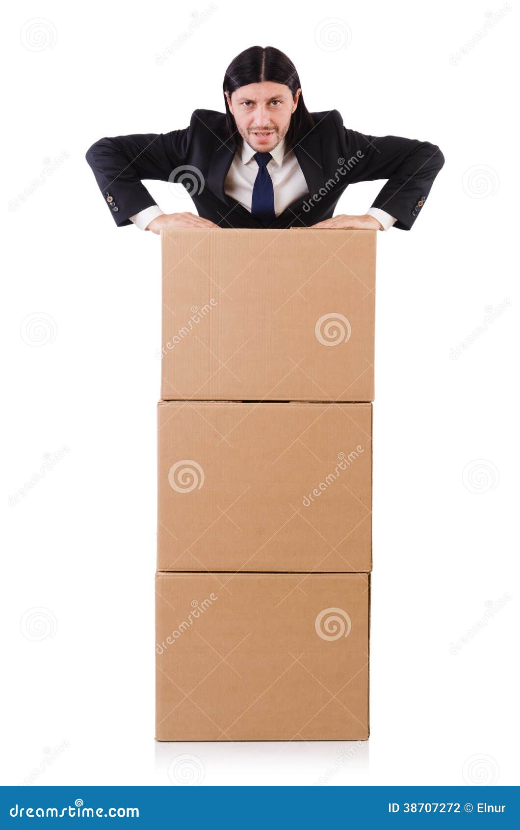 Funny man with boxes stock photo. Image of cardboard - 38707272