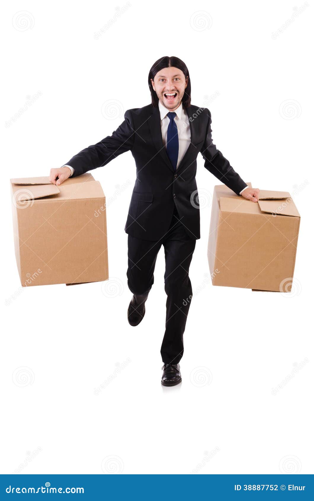Funny man with boxes stock photo. Image of carton, labor - 38887752