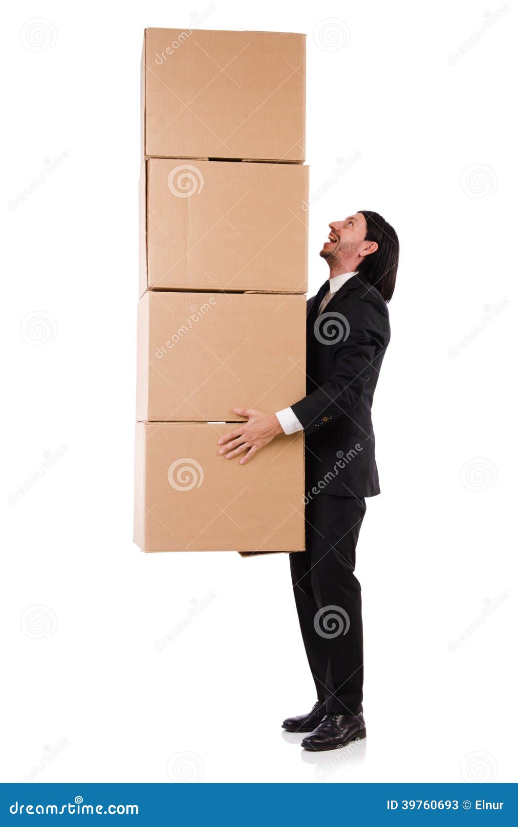 Funny man with boxes stock image. Image of labor, male - 39760693