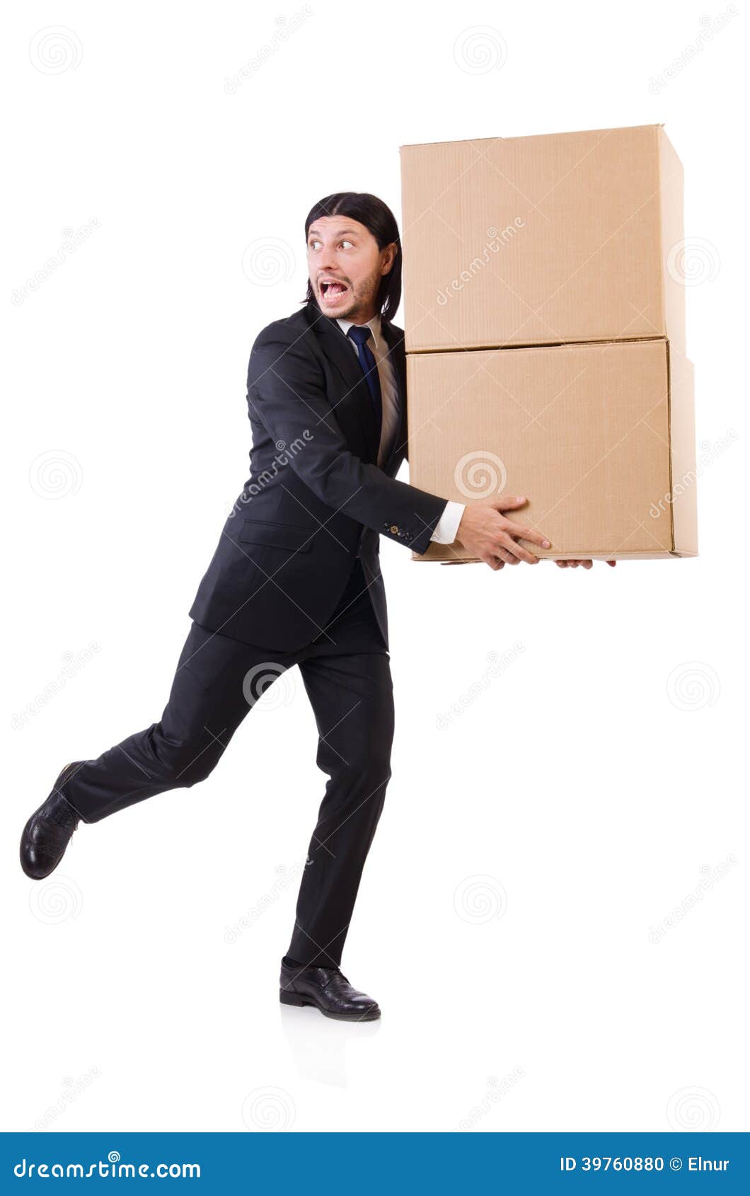 Funny man with boxes stock photo. Image of labor, boxes - 39760880