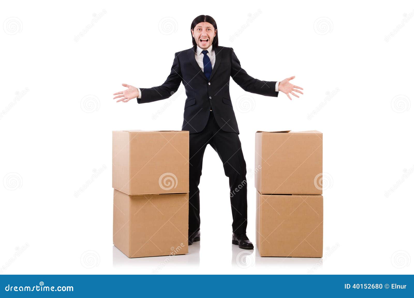 Funny man with boxes stock photo. Image of container - 40152680
