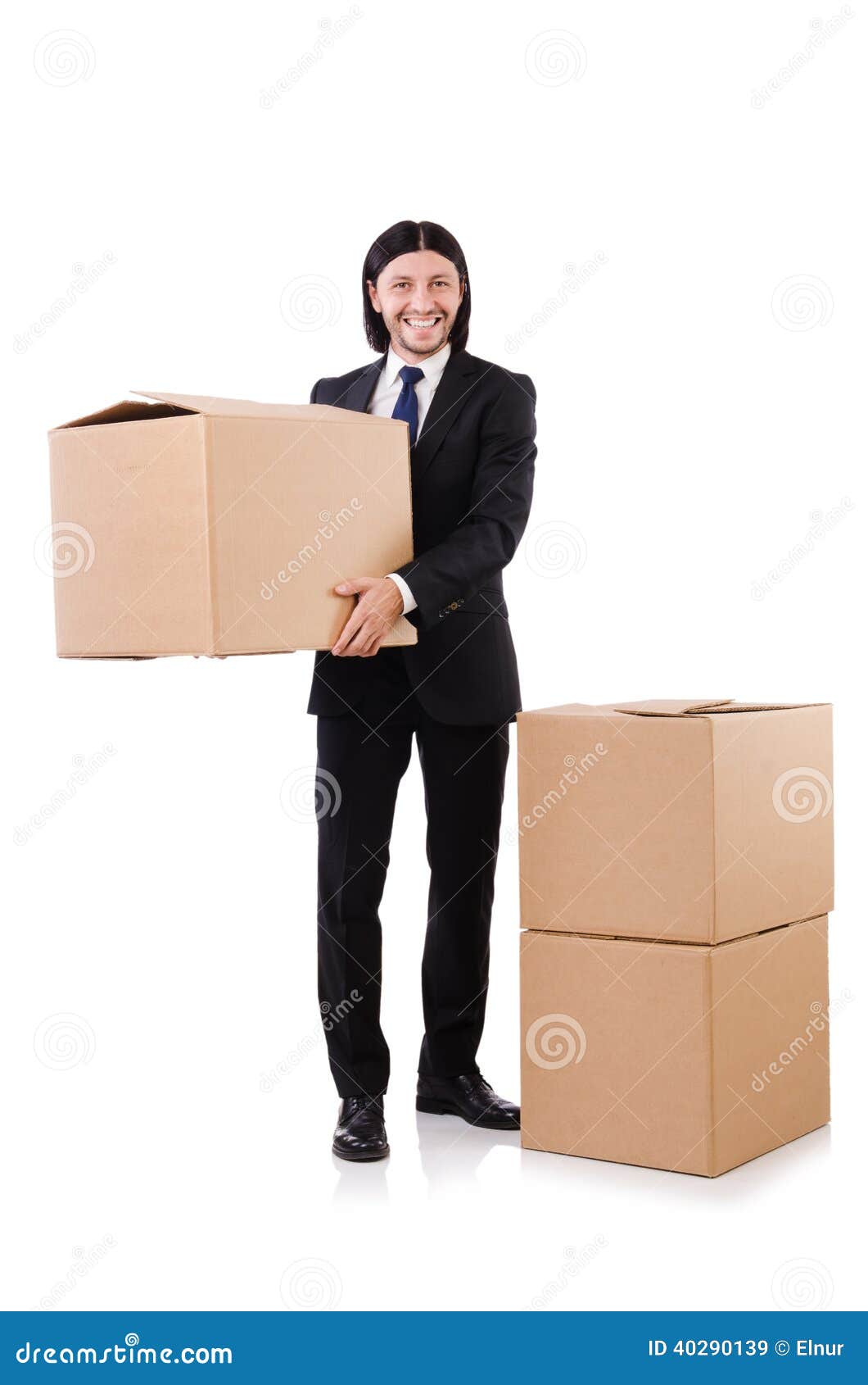 Funny man with boxes stock image. Image of outside, container - 40290139