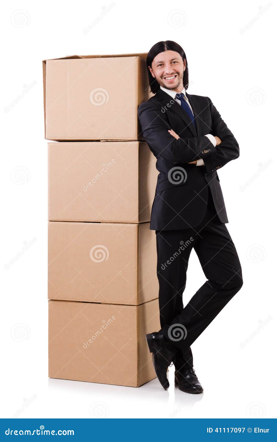 Funny man with boxes stock image. Image of brown, caucasian - 41117097