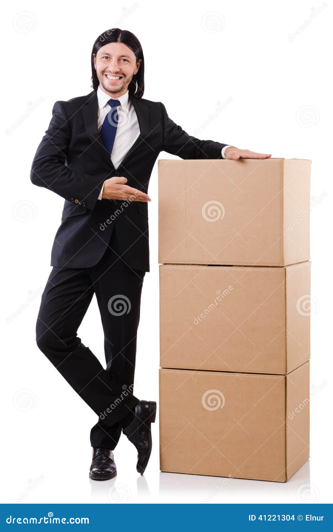 Funny man with boxes stock photo. Image of freight, caucasian - 41221304