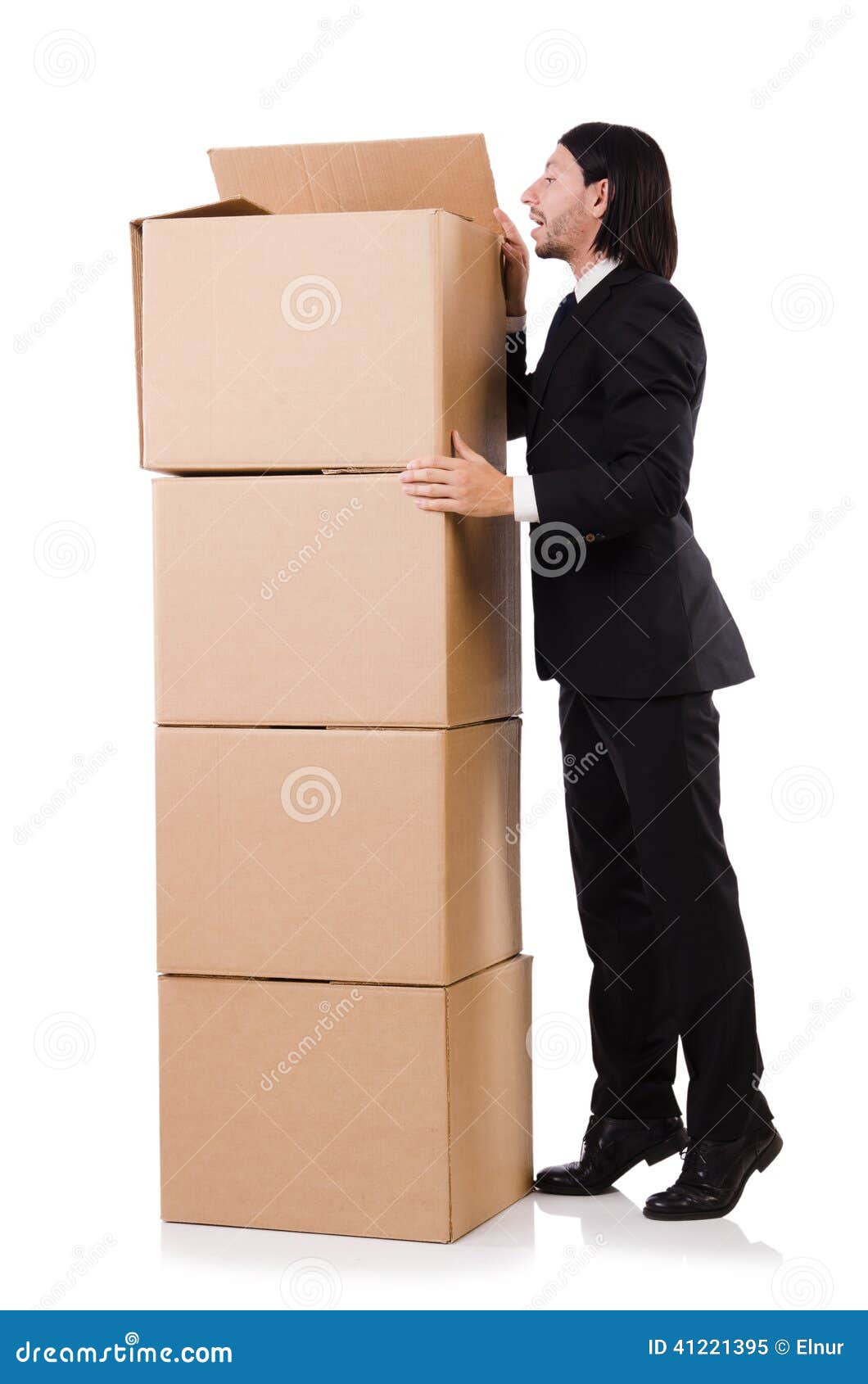 Funny man with boxes stock image. Image of boxes, delivery - 41221395