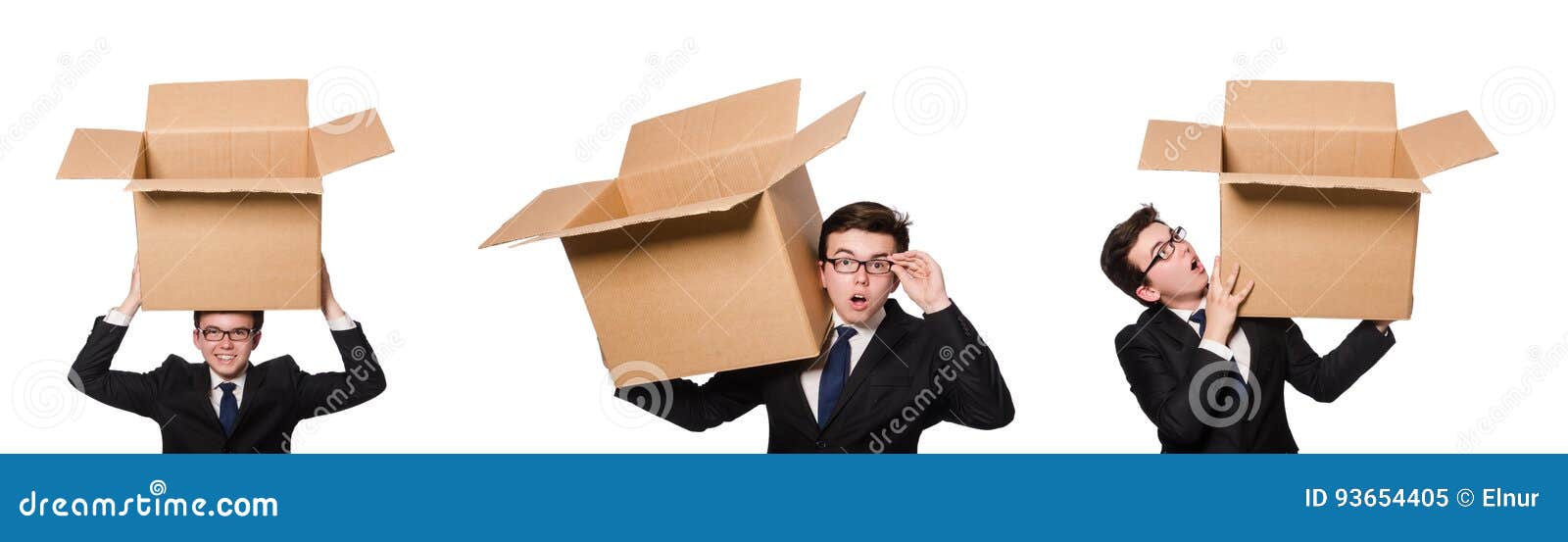 The Funny Man with Boxes on White Stock Image - Image of parcel, cargo ...