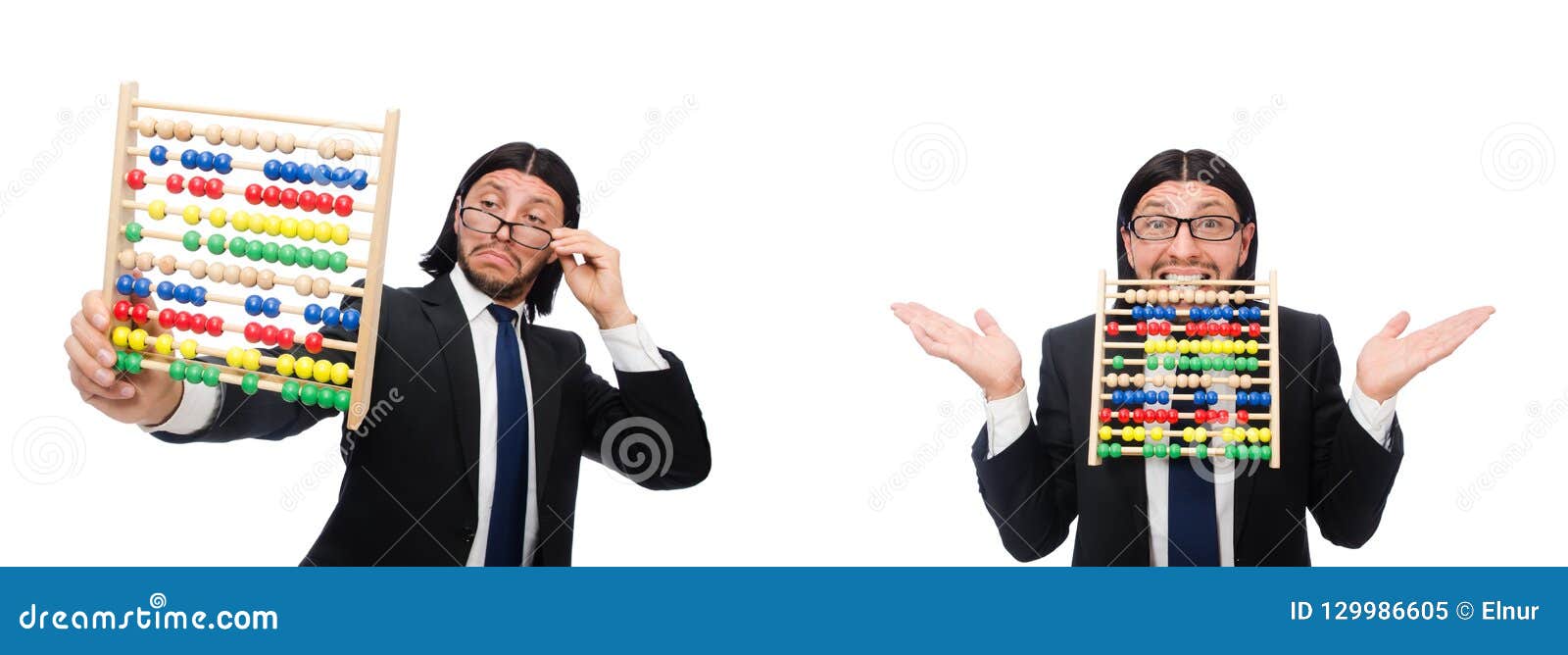 The Funny Man with Calculator and Abacus Stock Image - Image of busy ...