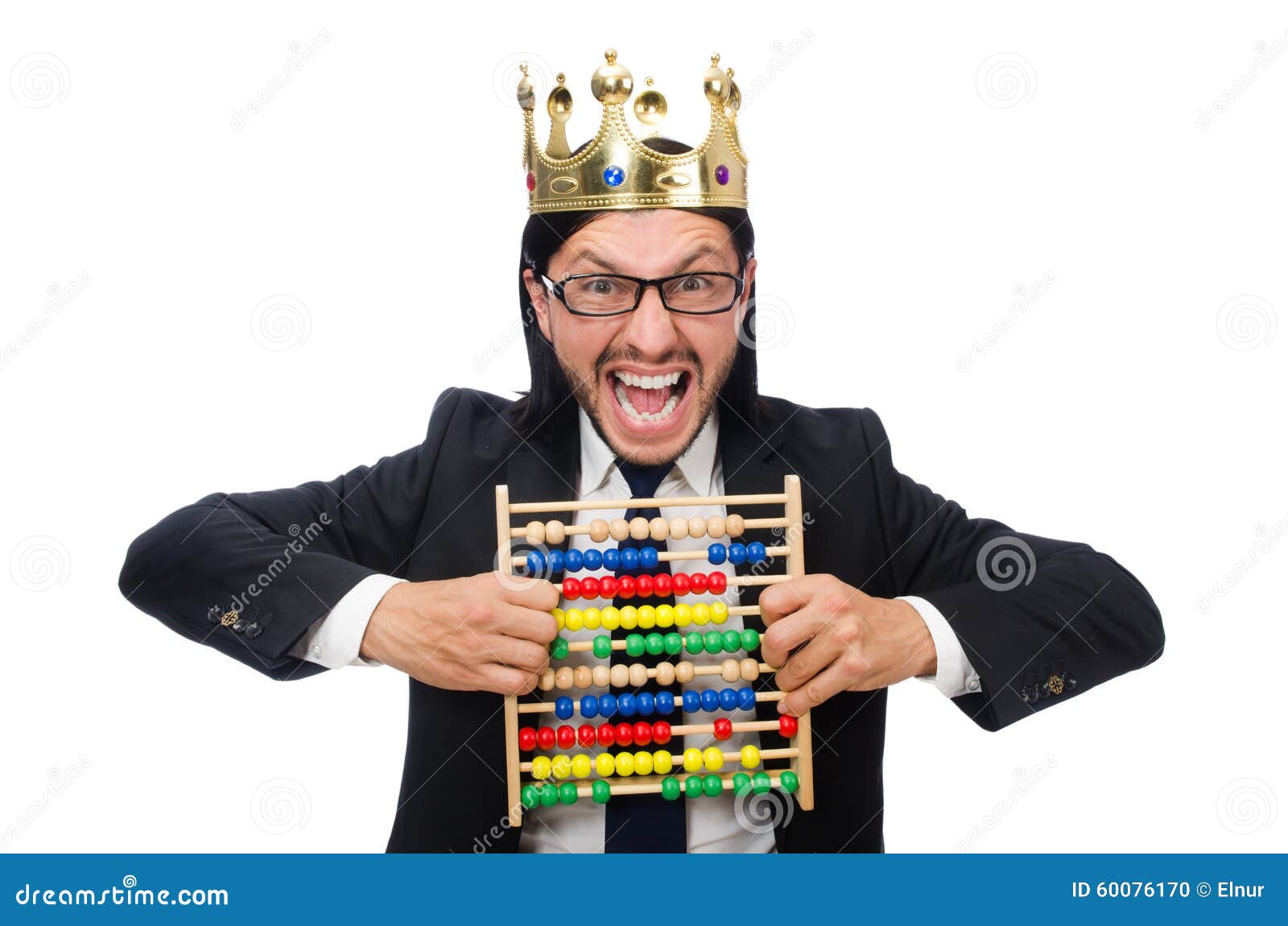 Funny Man with Calculator and Abacus Stock Photo - Image of businessman ...