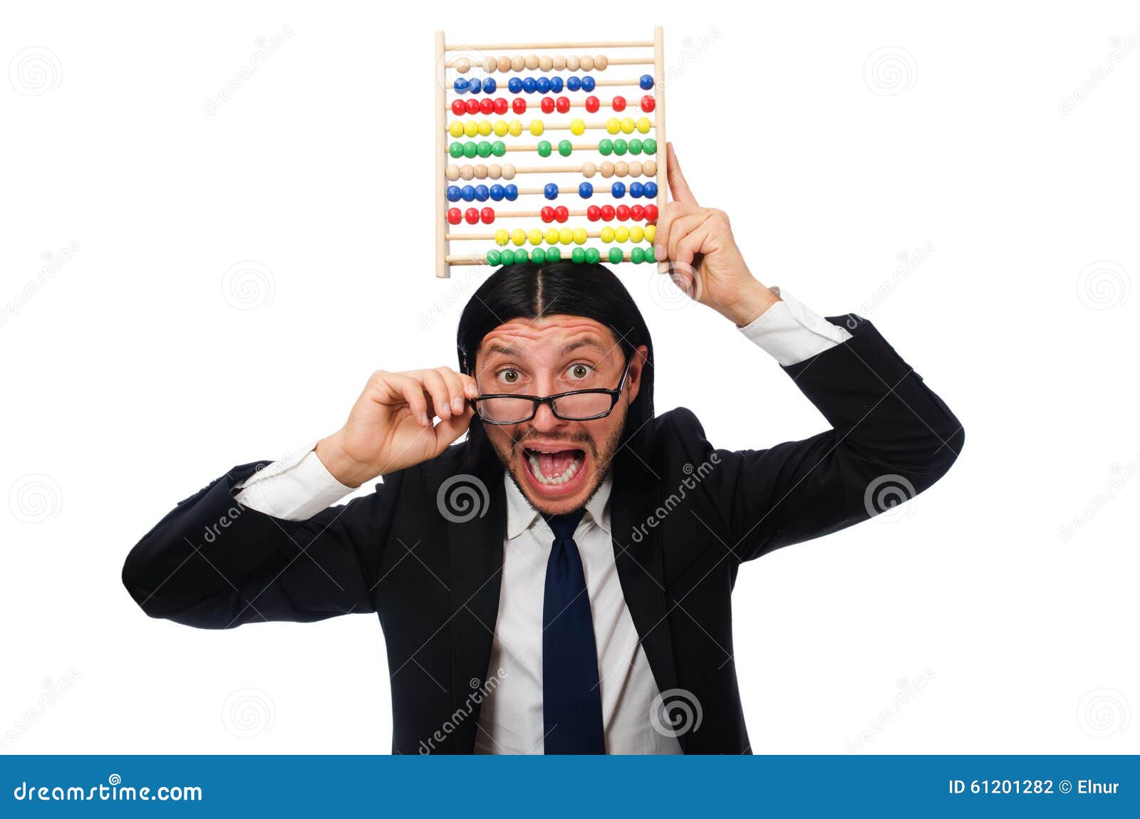 The Funny Man with Calculator and Abacus Stock Photo - Image of ...