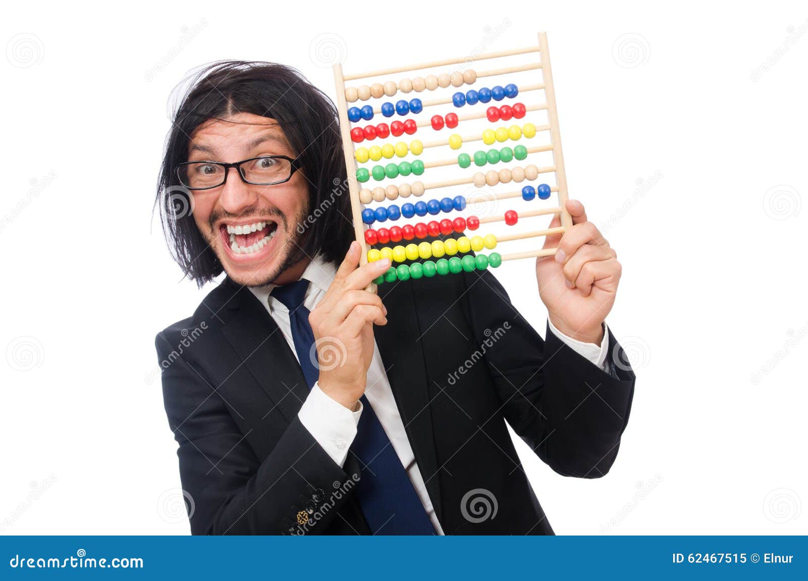 Funny Man with Calculator and Abacus Stock Image - Image of bookeeping ...