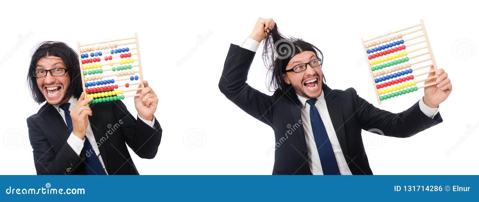 The Funny Man with Calculator and Abacus Stock Photo - Image of funny ...