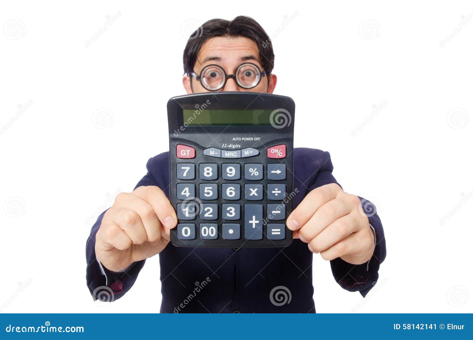 Funny man with calculator stock image. Image of bookkeeper - 58142141