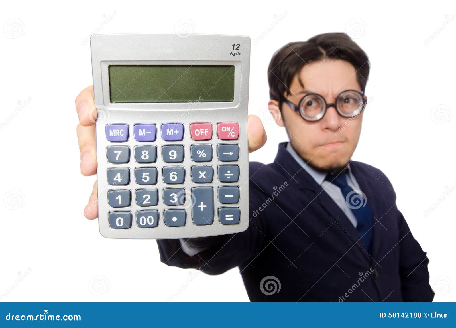 Funny man with calculator stock photo. Image of business - 58142188