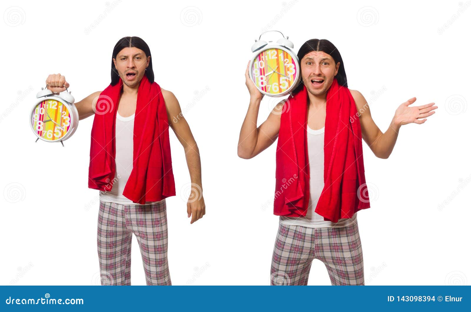 The Funny Man with Clock Isolated on White Stock Photo - Image of ...