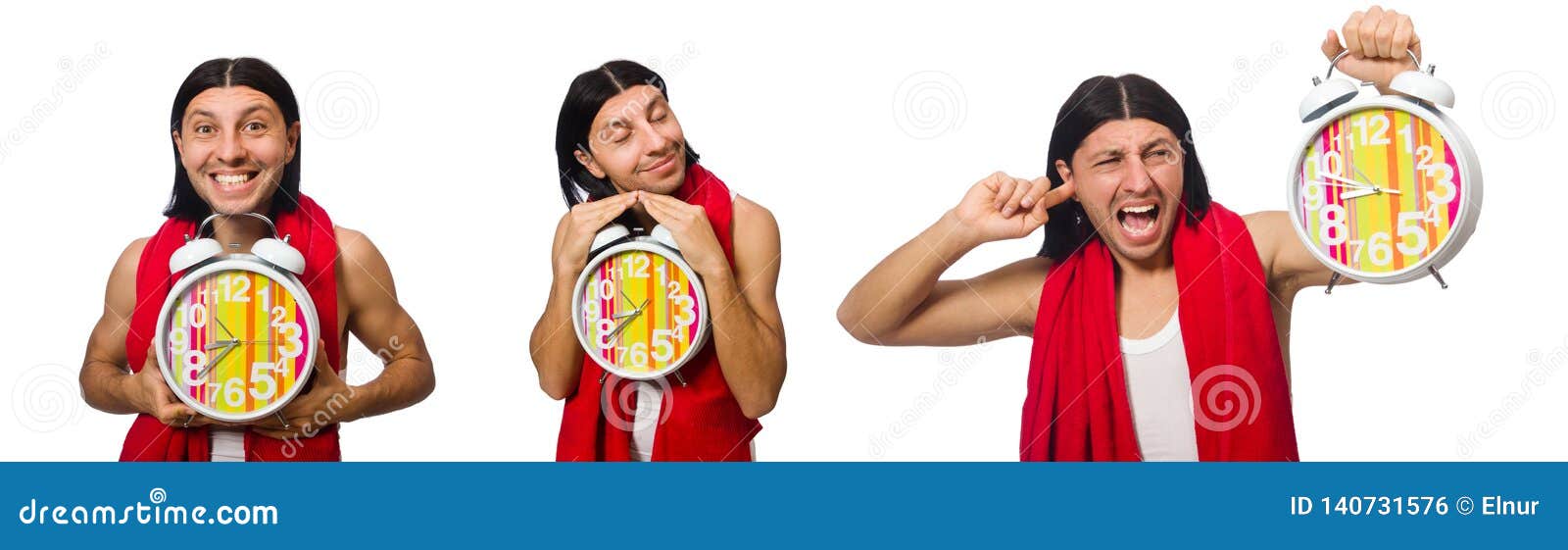 The Funny Man with Clock Isolated on White Stock Photo - Image of ...