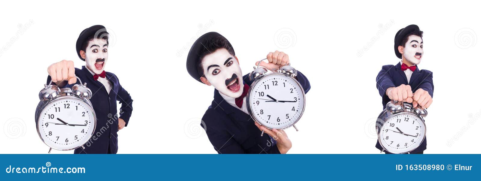 Funny Man with Clock on White Stock Photo - Image of humorous, famous ...