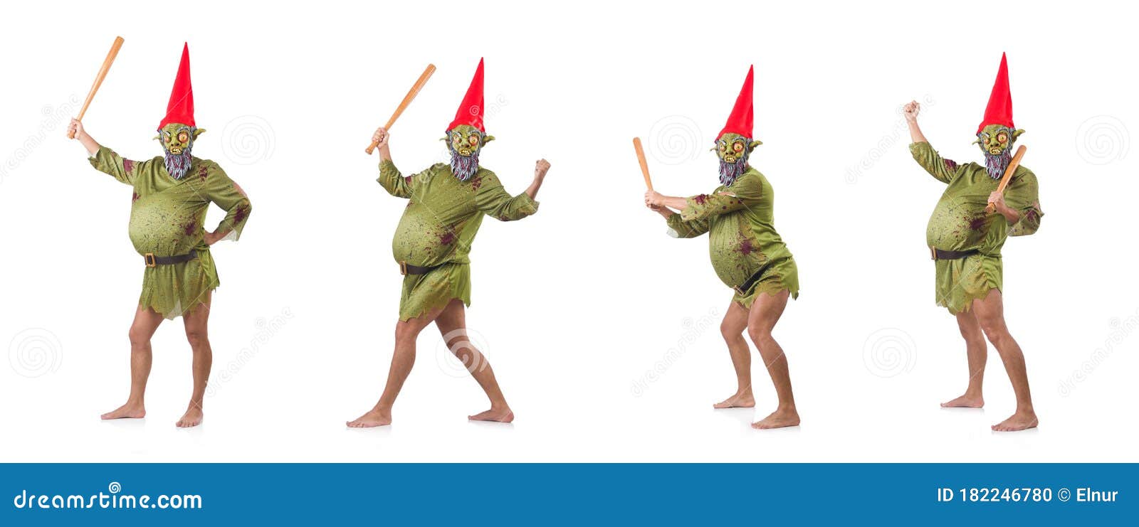 Funny Man with Club Isolated on White Stock Photo - Image of barbarian ...