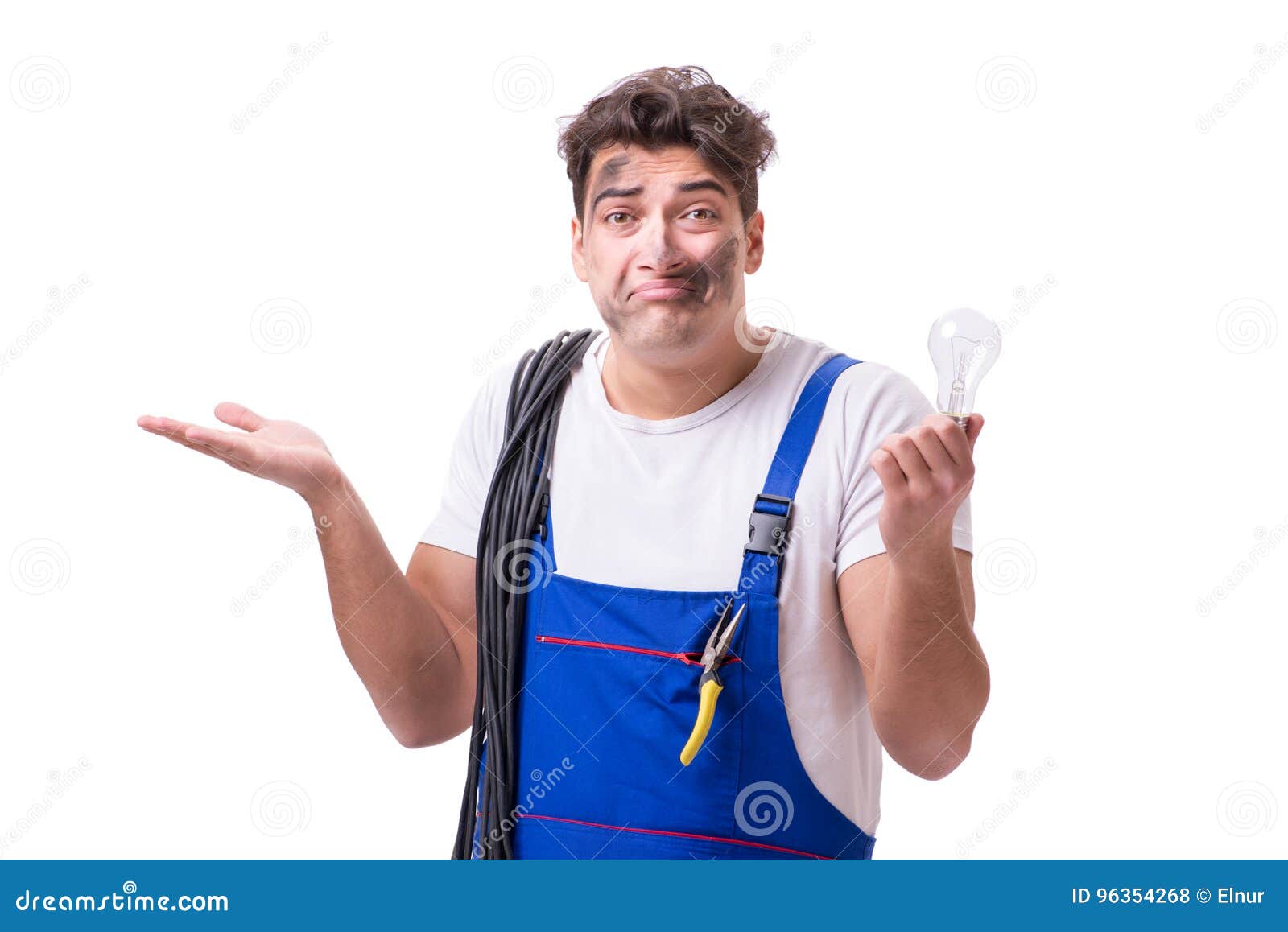 The Funny Man Doing Electrical Repair Stock Photo - Image of repair ...