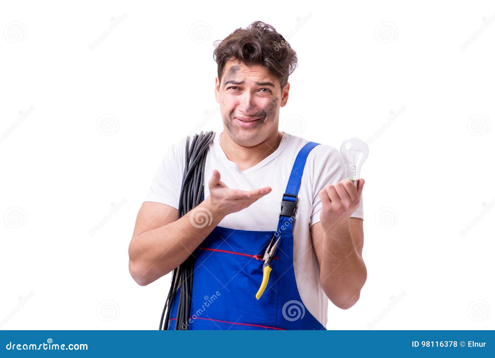 The Funny Man Doing Electrical Repair Stock Photo - Image of repairing ...
