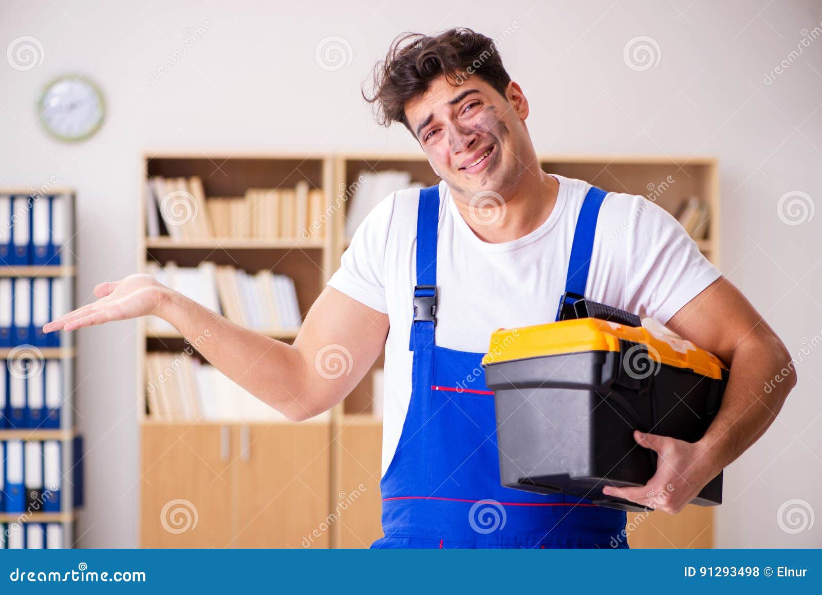 The Funny Man Doing Electrical Repairs at Home Stock Photo - Image of ...